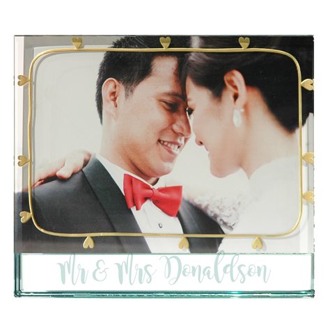 Personalised Gold Hearts Frame | Glass Photo Frames | Spaceform