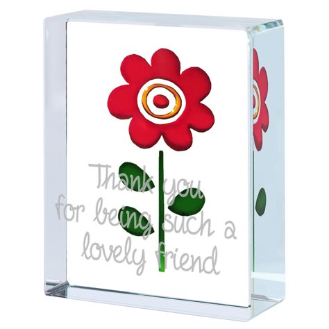 Red Flower A Lovely Friend | Glass Tokens | Spaceform