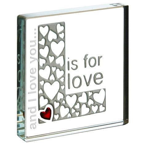 Engraved L Is For Love | Glass Tokens | Spaceform