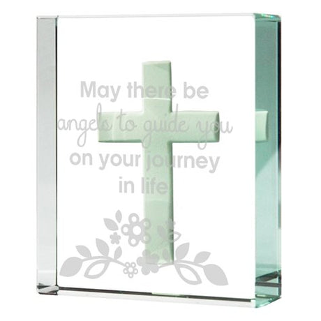 May Angels Guide You Engraved Cross | Glass Tokens | Spaceform
