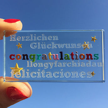 Congratulations Glass Gift Token by Spaceform