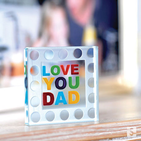 Miniature Token "Love You Dad" Colourful Dots Border – Spaceform