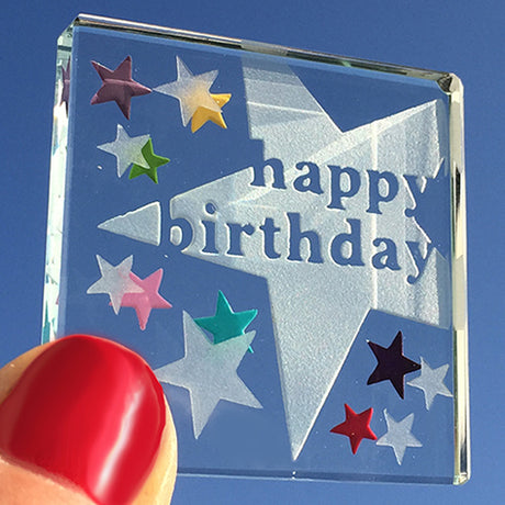 Engraved Happy Birthday Stars | Glass Tokens | Spaceform