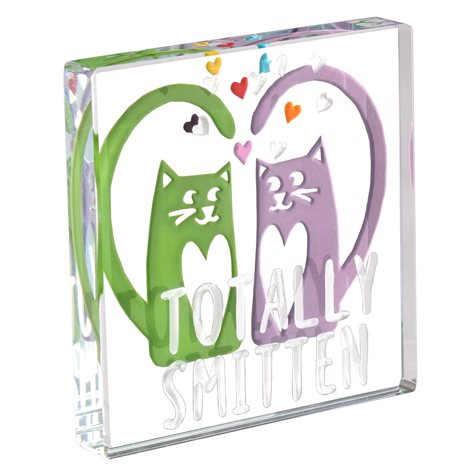 Smitten Kittens engraved glass love token by Spaceform