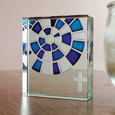 Token Cross with Blue Stained Glass – Spaceform